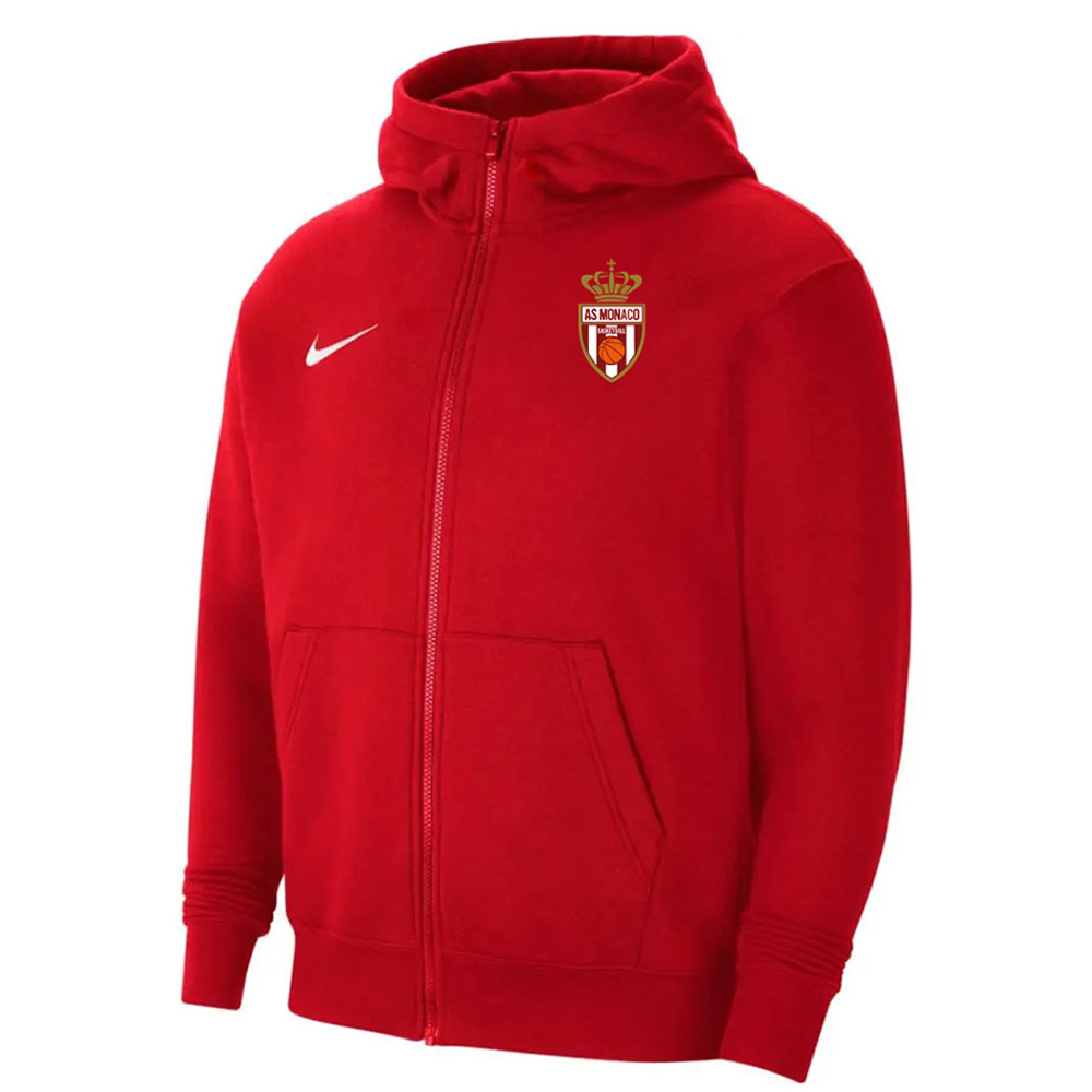 Sweat zippé à capuche Rouge pour Enfant - AS Monaco Basketball | EKINSPORT