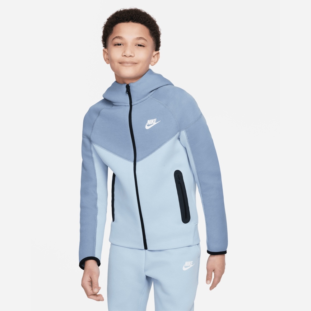 Children's Nike Sportswear Tech Fleece Sky Blue hoodie with zipper ...